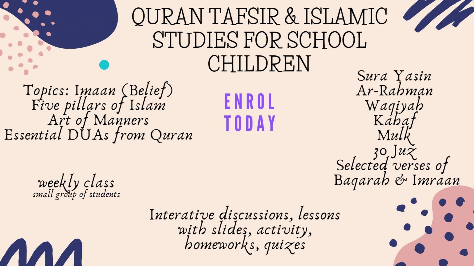 Course Curriculum - QURAN & ISLAMIC STUDIES ONLINE CLASSES (Zoom)